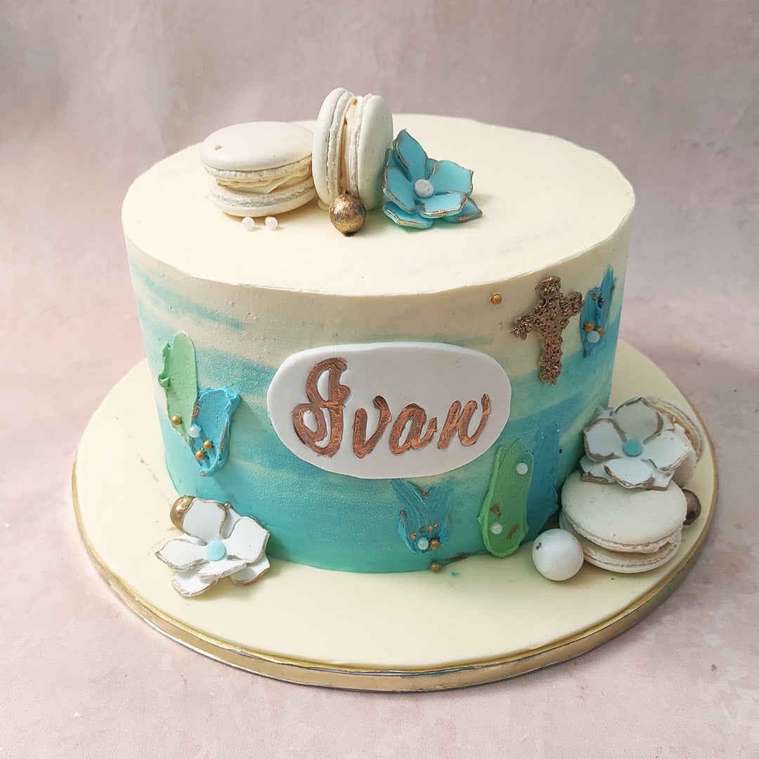 Kiara Says White Baptism Cake