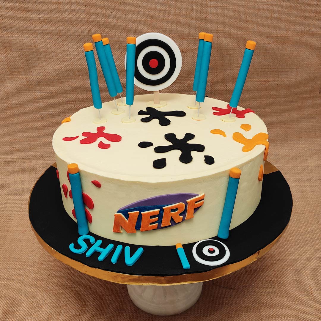 Nerf Boys Birthday Cake Ideas Nerf Cake For 3 Boys CakeCentral.com